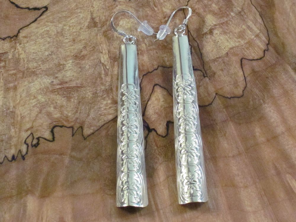 Navajo Sterling Stamped Dangle Earrings 3long In American Indian Jewelry